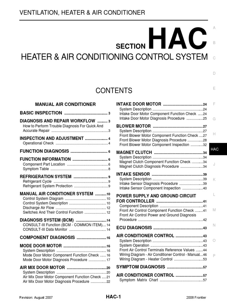 Heater & Air Conditioning Control System: Section | PDF | Air ...