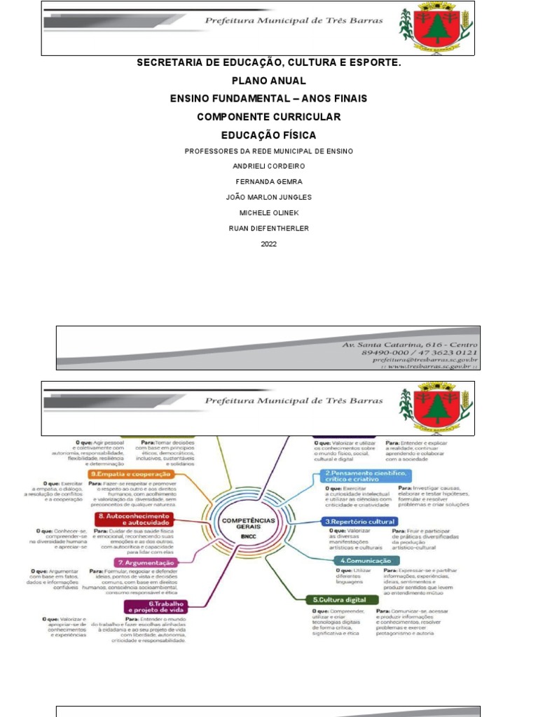 Planejamento Anual Ed Física 6º Ao 9º Ano Pdf Ginástica Danças 6545