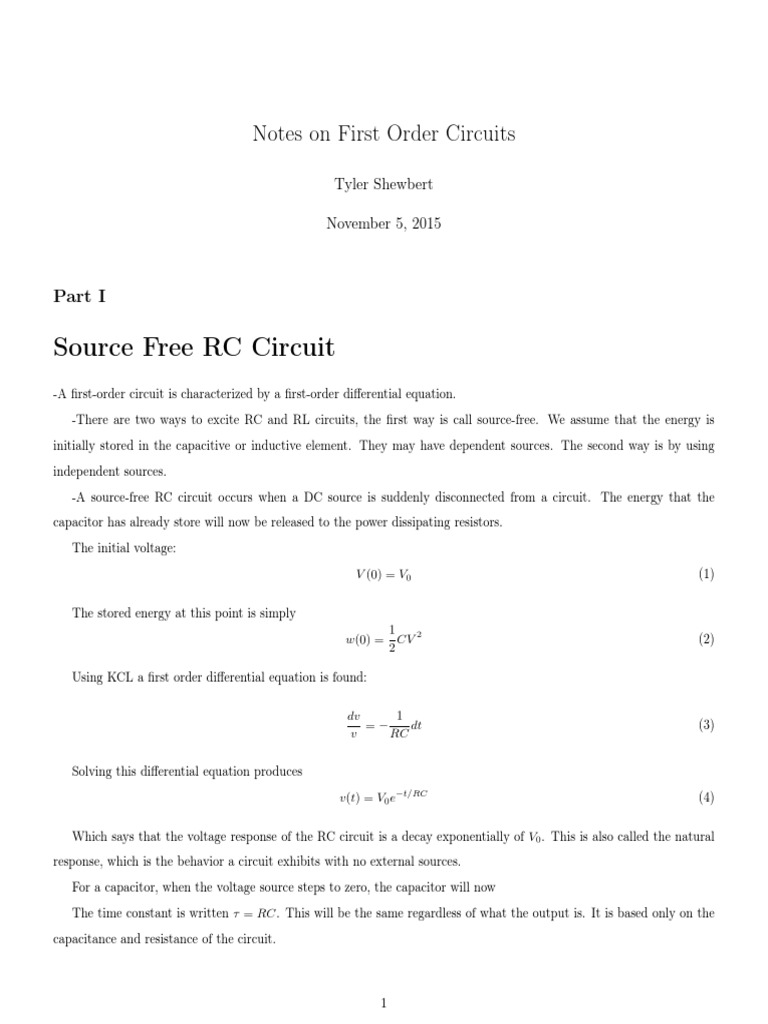 Source Free Circuit | PDF | Electrical Network | Capacitor