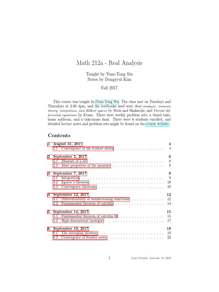 Math 212a - Real Analysis: Taught by Yum-Tong Siu Notes by Dongryul Kim ...