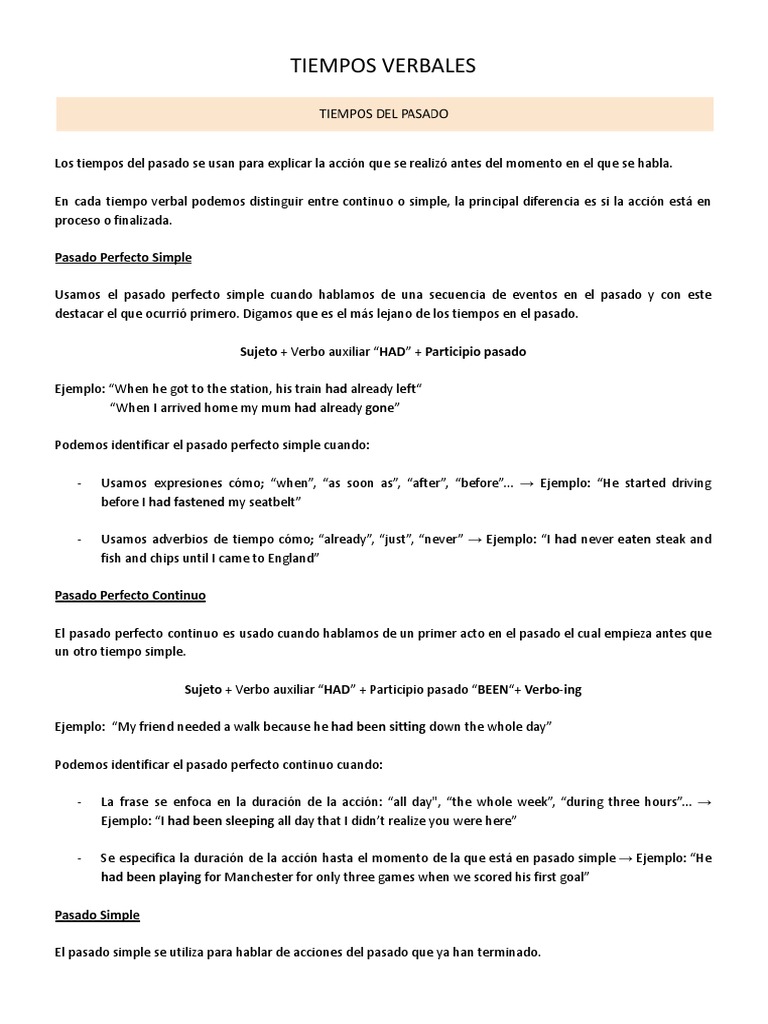Tiempos Verbales | PDF | Verbo | Semántica