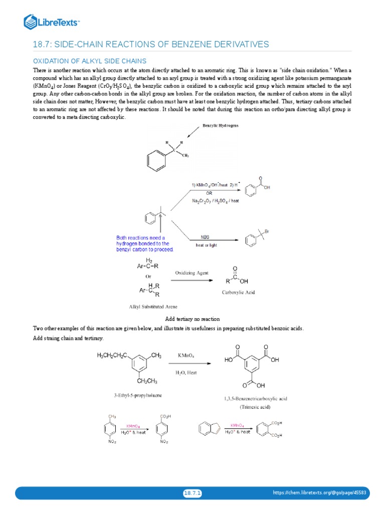 18.07 Side-Chain Reactions of Benzene Derivatives | PDF