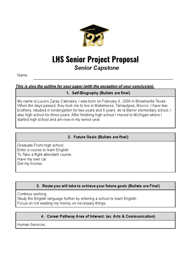 Lucero Cabriales - 2023 Senior Project Proposal Form | PDF
