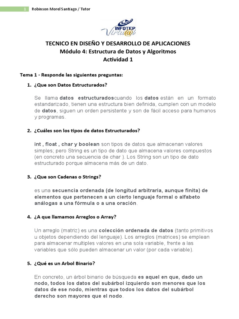 ACTIVIDAD 1 - MODULO 4 - TDDA | PDF | Algoritmos | Cadena (informática)