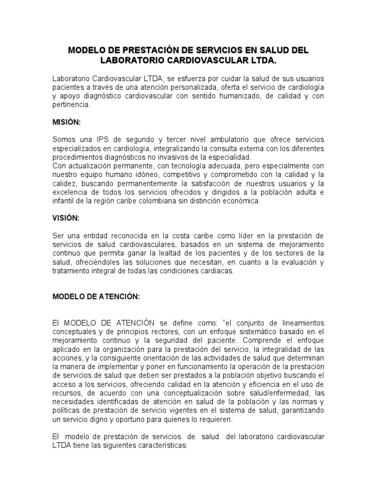 Modelo de Prestación de Servicios | PDF | Sistema de salud | Medicina CLINICA