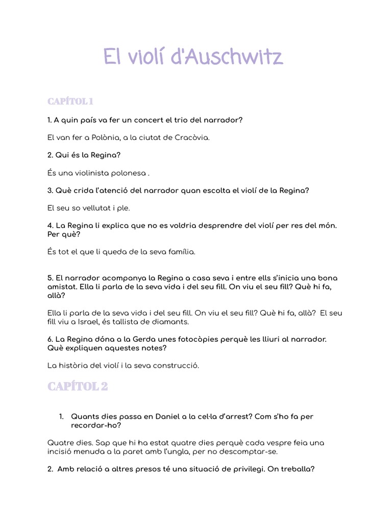 El Violí D'auschwitz: Capítol 2 | PDF