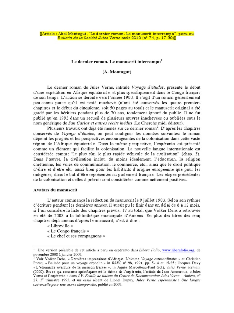 Le Dernier Roman - Le Manuscrit interrompu-Verne-x-SCRIBD'23 | PDF ...