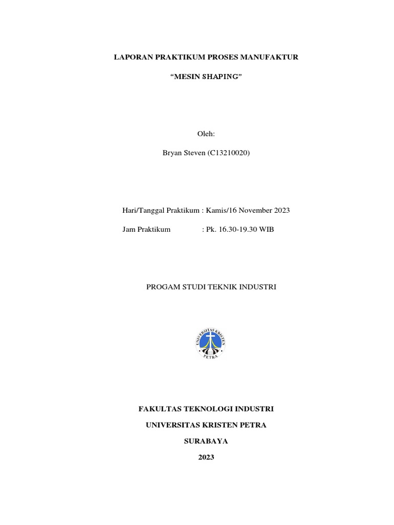 7274ABD4 - Bryan Steven - C13210020 - SHAPING | PDF