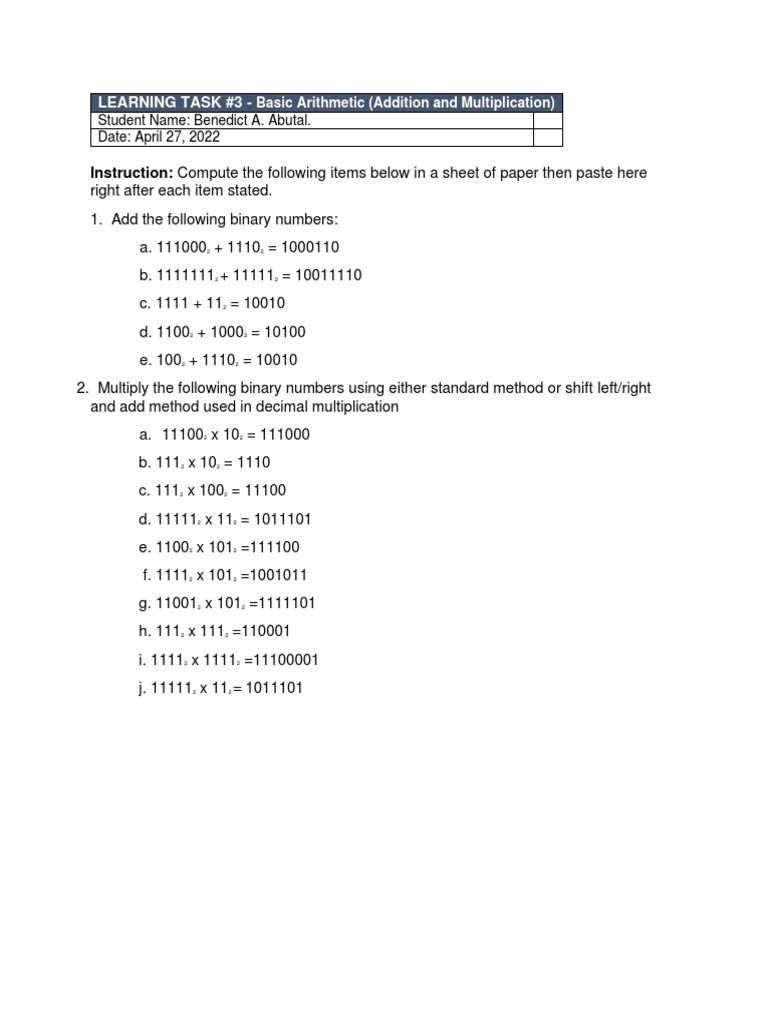 Learning Task No.3 | PDF