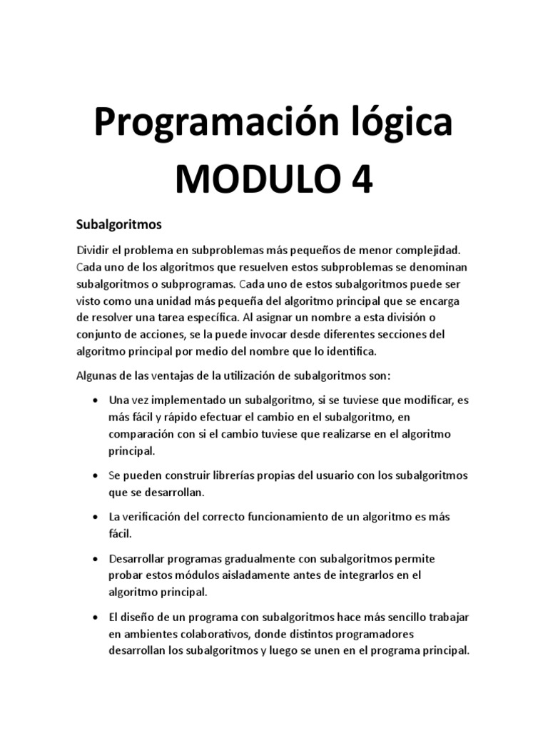Programación Logica 4 | PDF | Algoritmos | Variable (informática)