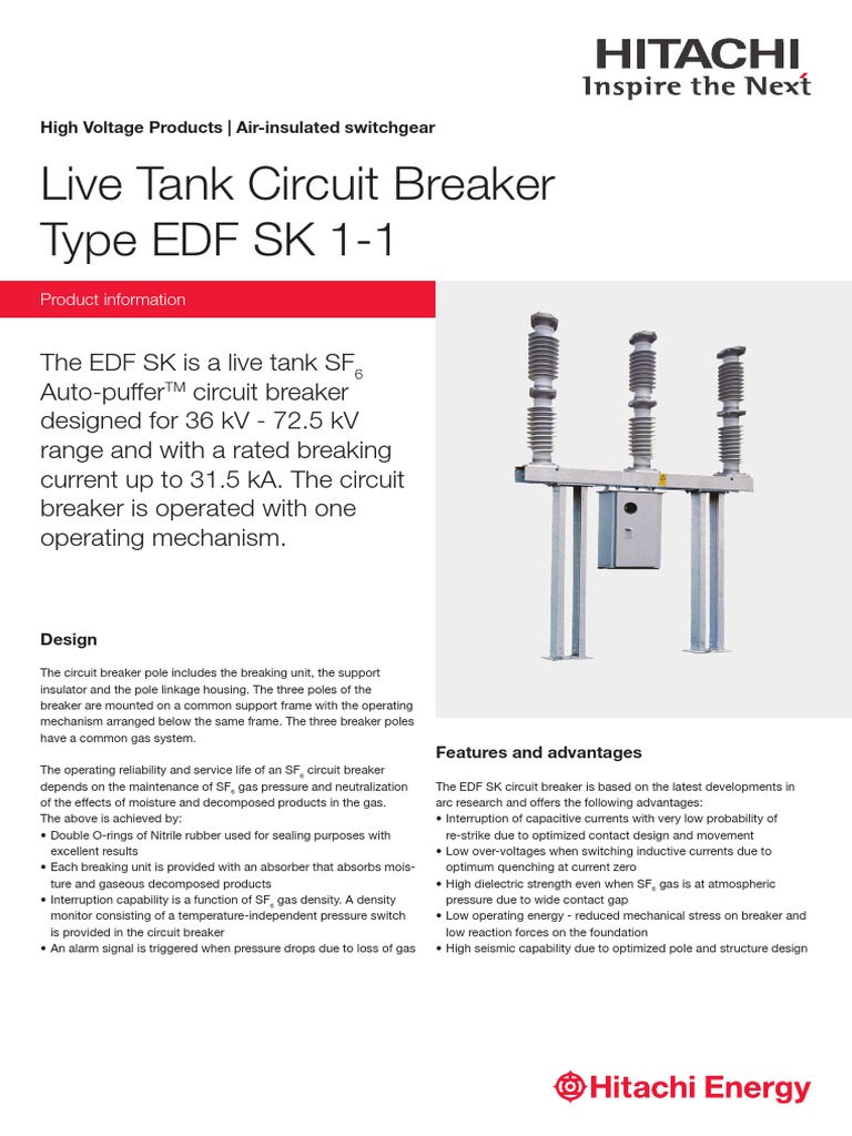 Live Tank Circuit Breaker Type EDF SK 1-1 | Download Free PDF | Equipment | Applied And ...