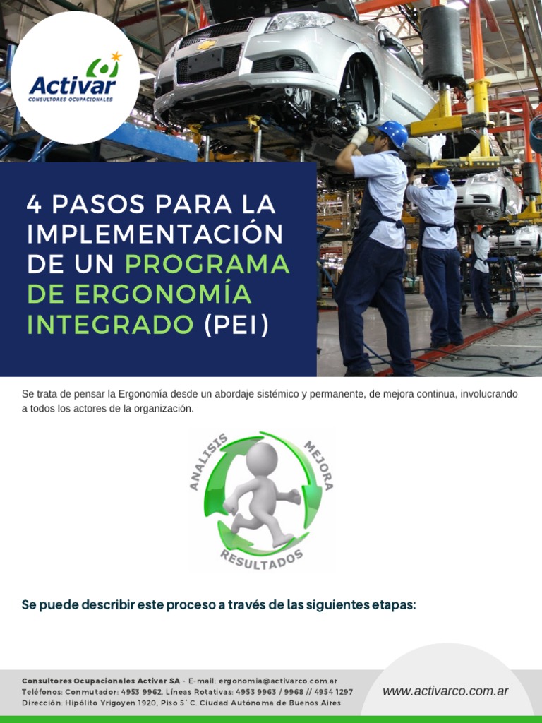 Pasos para La Implementación de Un Programa de Ergonomía Integrado PEI ...