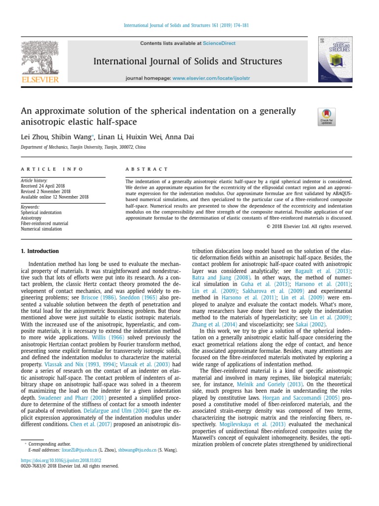 International Journal of Solids and Structures: Lei Zhou, Shibin Wang ...