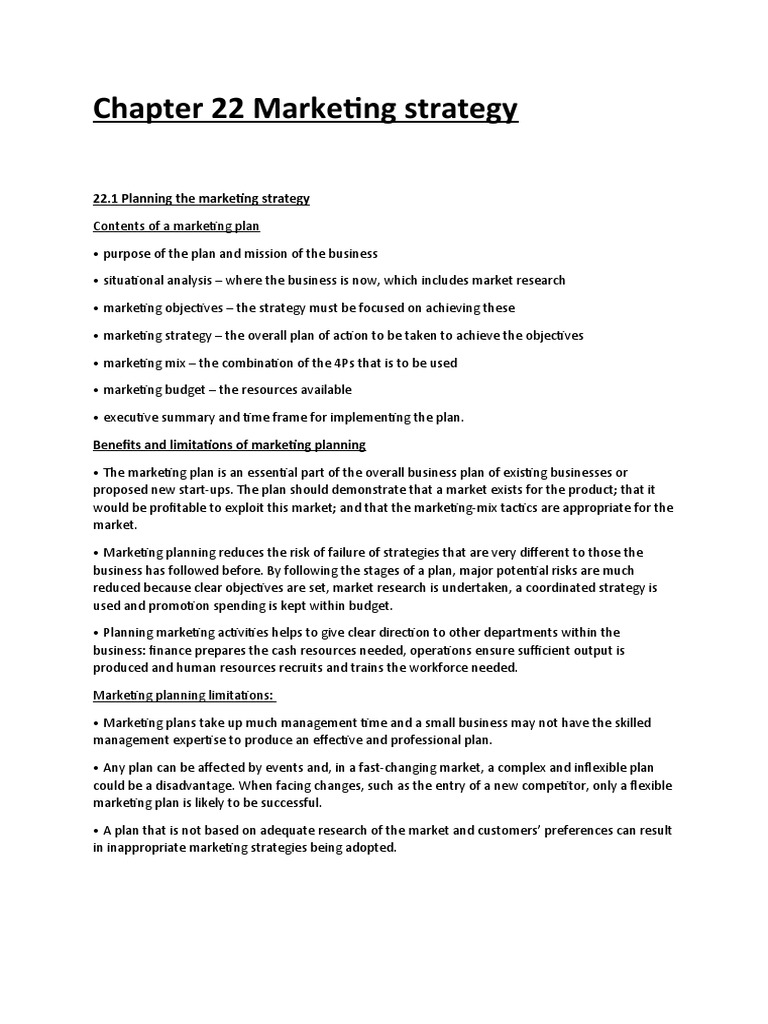 Chapter 22 Marketing Strategy Notes | PDF | Cost Of Living | Marketing