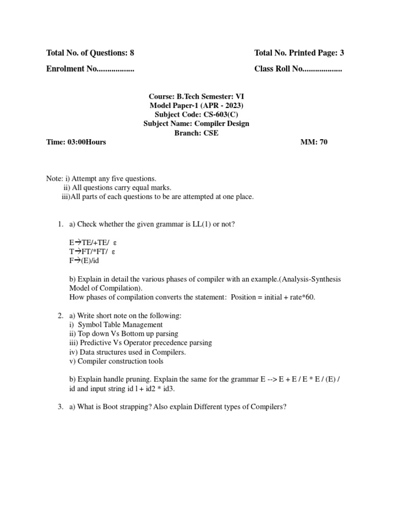 CD Model Paper-1 | PDF | Parsing | Computing