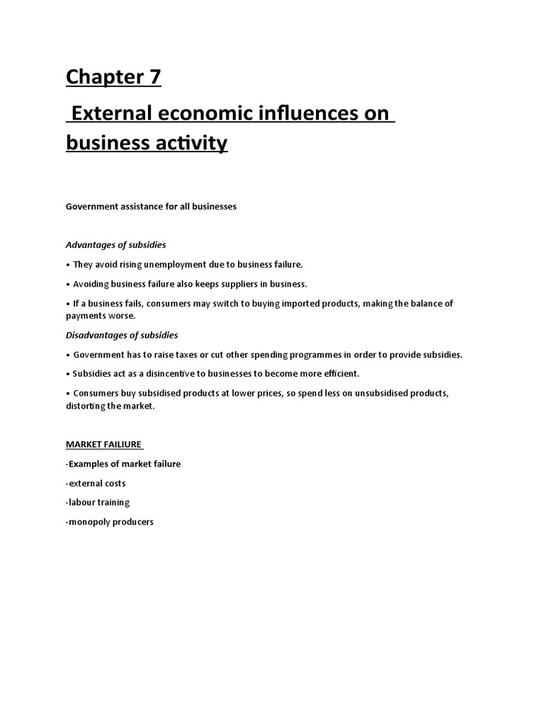 Chapter 7 External Economic Influences On Business Activity | PDF ...