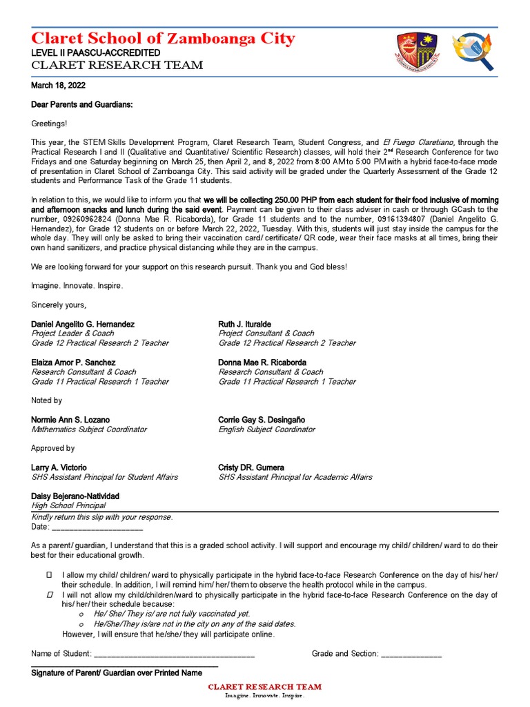 Letter-to-the-Parents-and-Guardians-Research-Conference | PDF