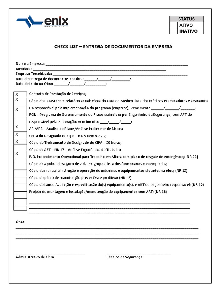CHECK LIST - Documentação Das Empresas | PDF | Business