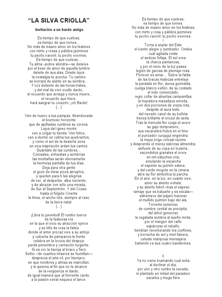 Poema La Silva Criolla | PDF