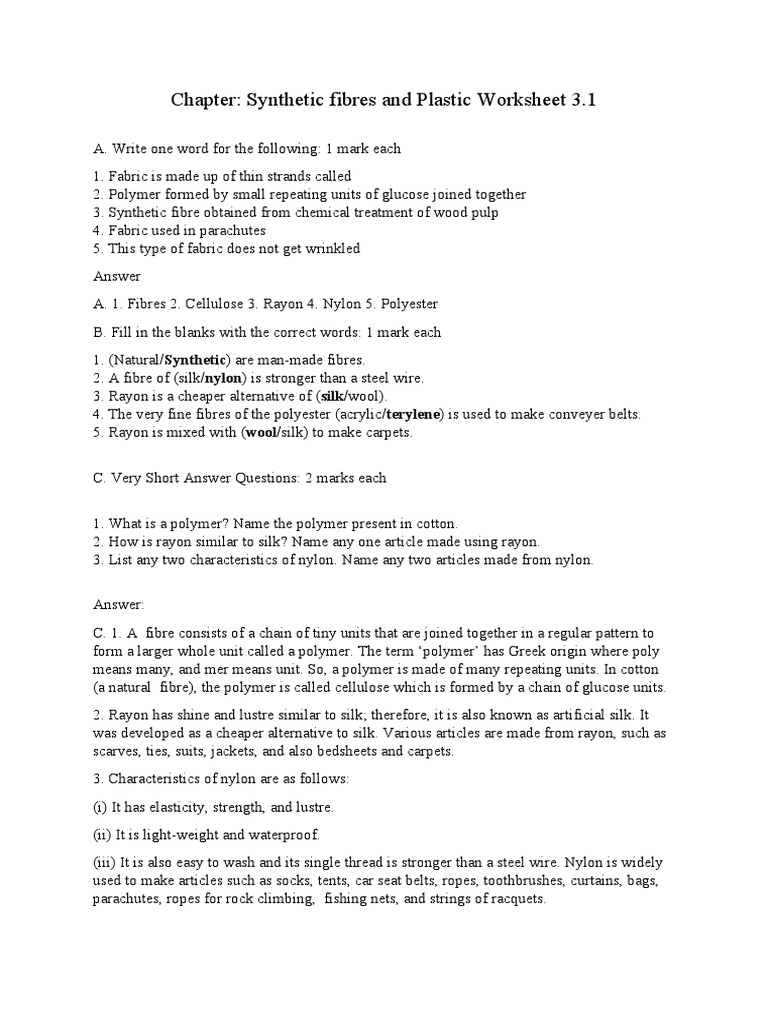 Class 8 Chapter 3 | PDF | Plastic | Fibers