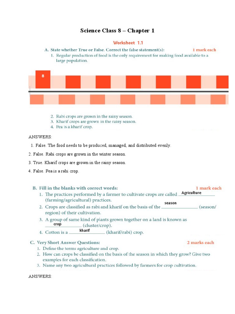 Class 8 Chapter 1 With Answers | PDF | Fertilizer | Soil