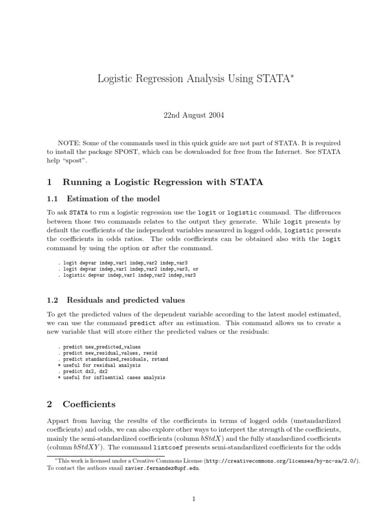 Stata Logistic | PDF | Errors And Residuals | Logistic Regression