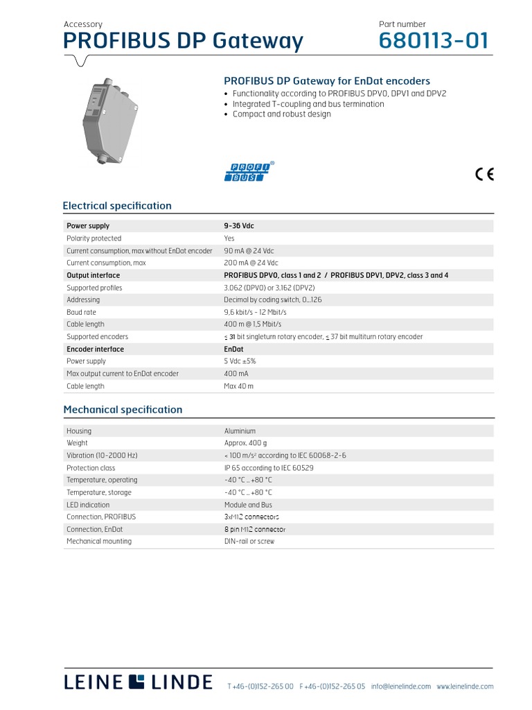 An In-Depth Look at the Leinelinde PROFIBUS DP Gateway for EnDat Encoders | PDF | Bit Rate ...