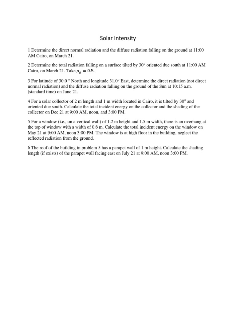 Solar Radiation Analysis in Cairo | PDF