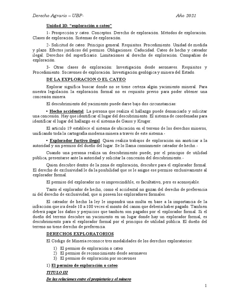 Análisis de los aspectos legales de la exploración minera en Argentina según el Código de ...