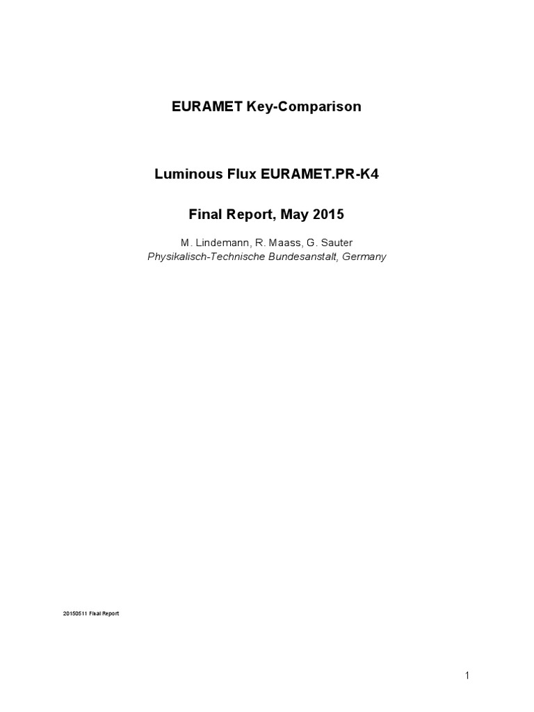 EURAMET Key-Comparison: Physikalisch-Technische Bundesanstalt, Germany | PDF | Measurement ...