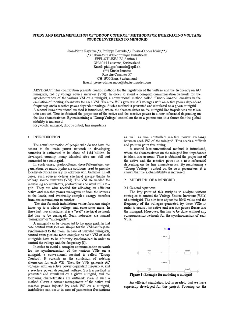 Study and Implementation of Droop Control Methods For Interfacing Volt ...