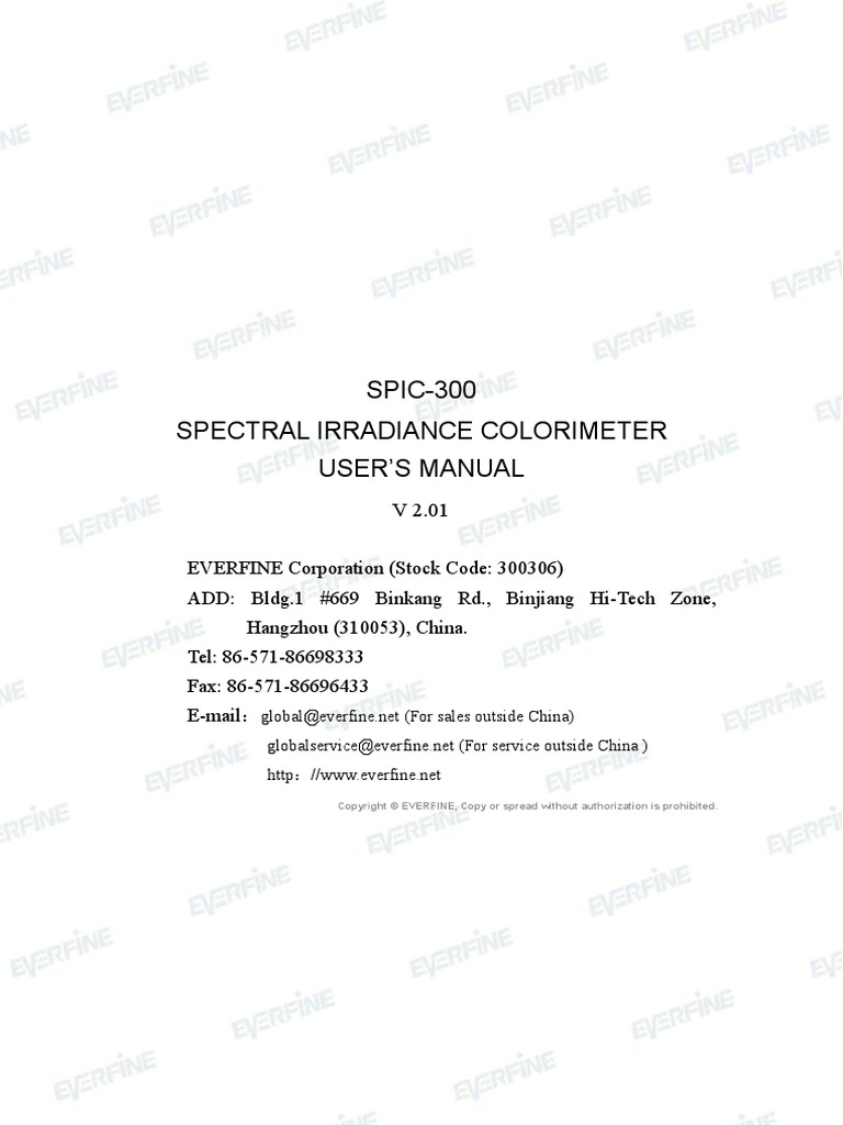SPIC-300 Spectral Irradiance Colorimeter User'S Manual | PDF | Computer ...