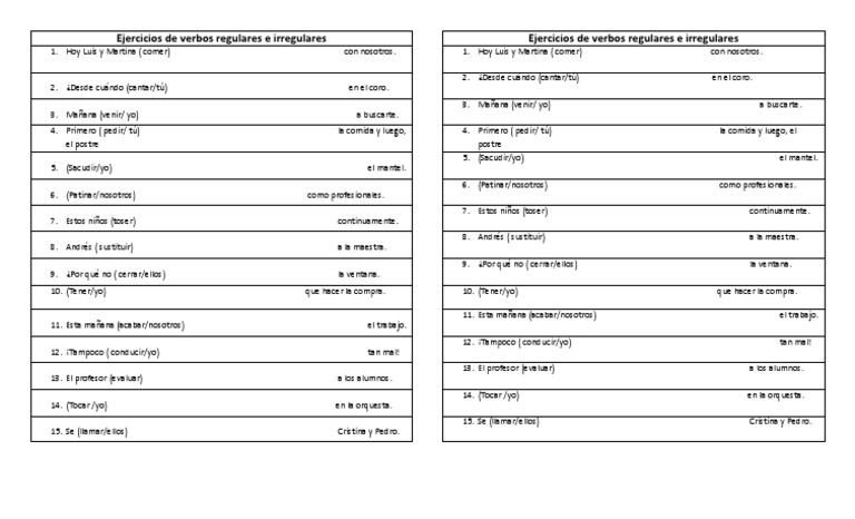 guia verbos reg-irreg | PDF