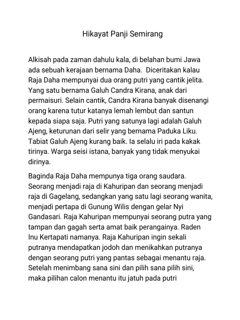 Hikayat Panji Semirang | PDF