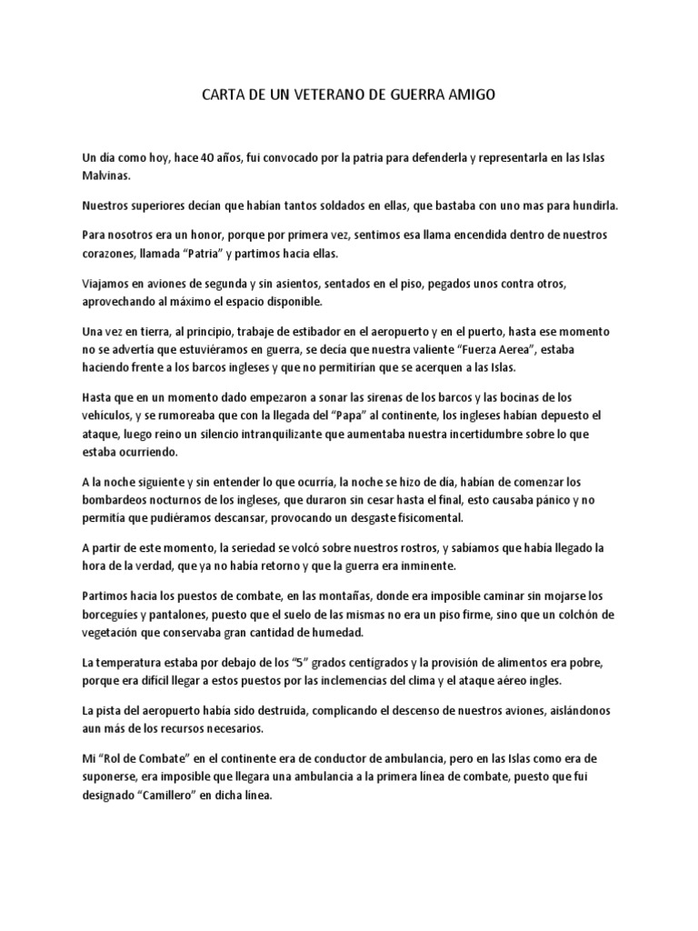Carta de Un Veterano de Guerra Amigo40 | PDF | Guerra | Militar
