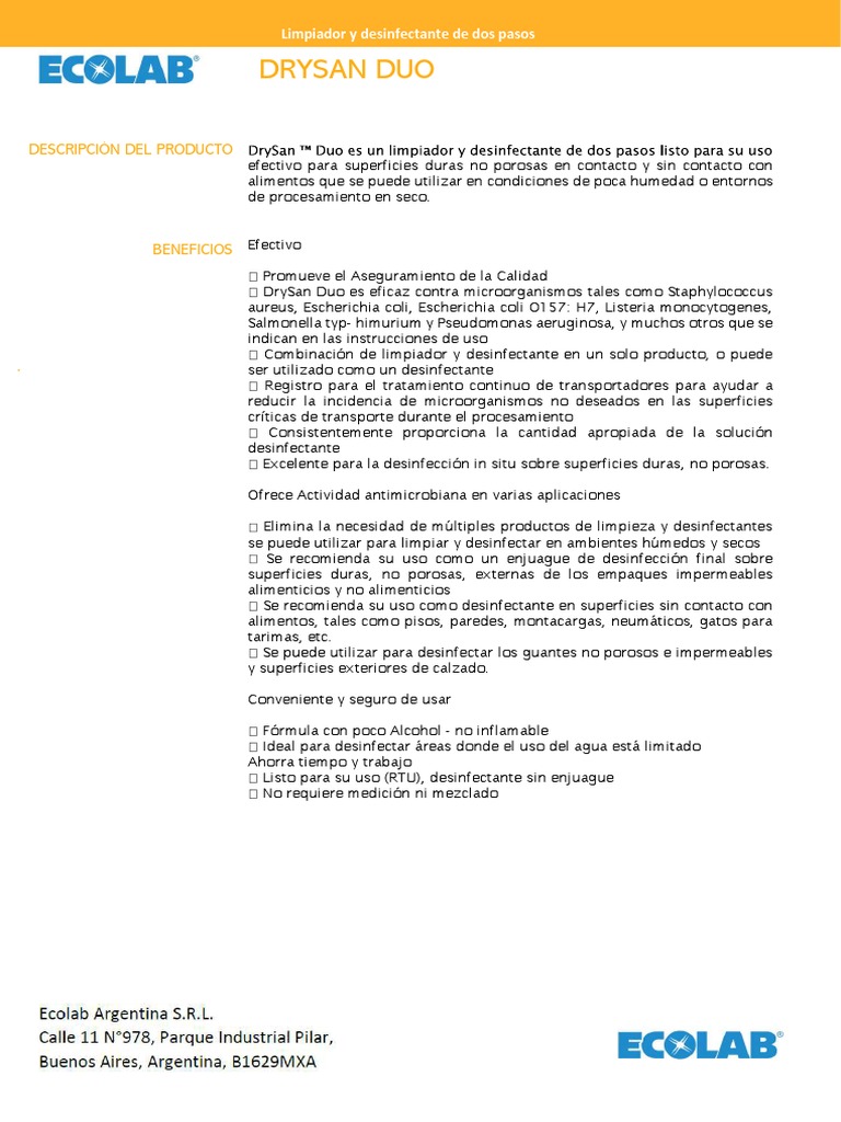 Drysan Duo FT Arg | PDF | Alimentos | Agua