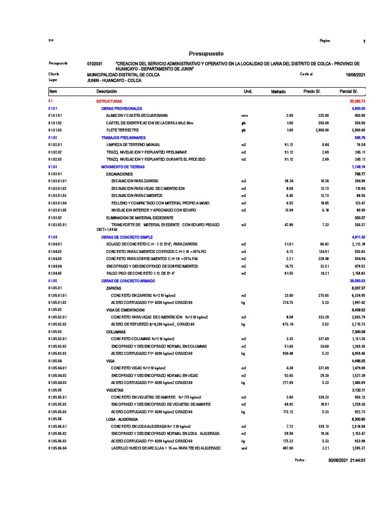 Presupuesto de Obra | PDF | Elementos arquitectónicos | Diseño ambiental