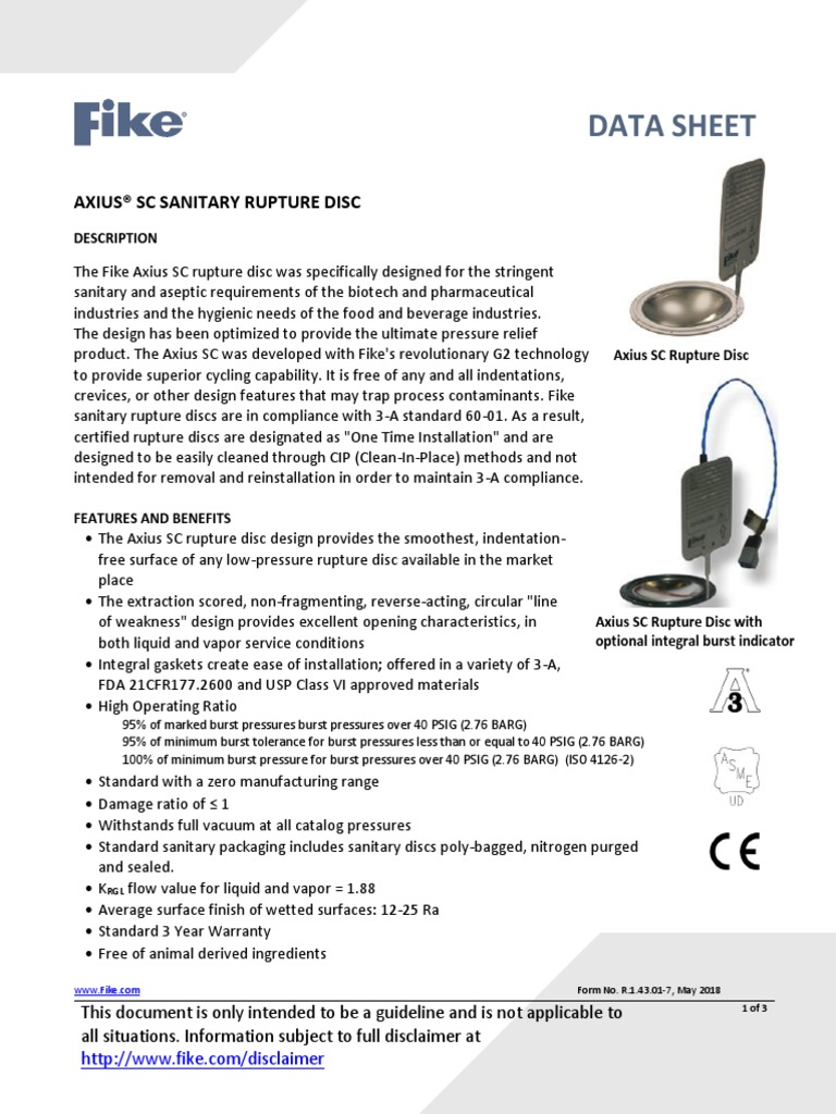DR Fike Axius SC | PDF | Pressure | Physical Sciences