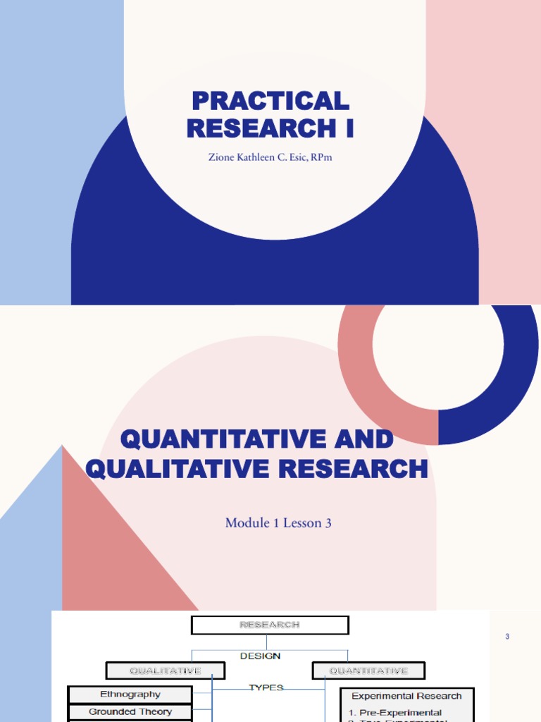 Practical Research I: Zione Kathleen C. Esic, RPM | PDF | Quantitative Research | Qualitative ...