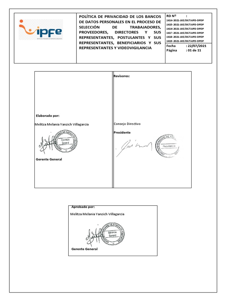 Melitza Melania Yanzich Villagarcia Consejo Directivo | PDF ...