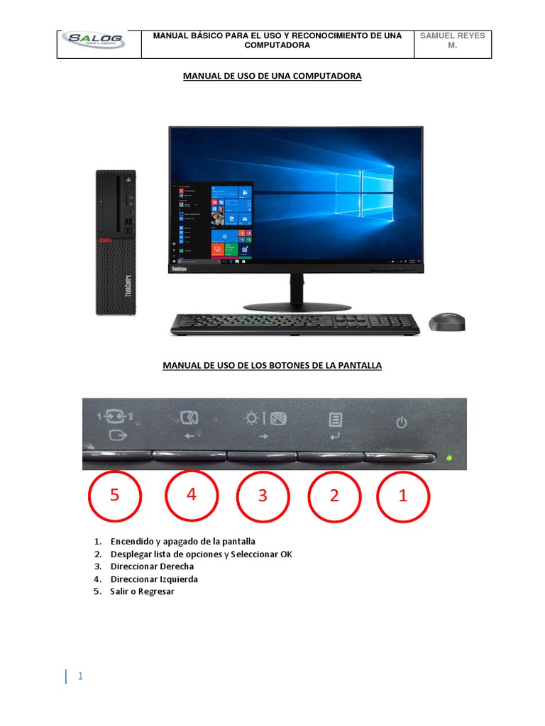 Manual de Uso de Computadora | PDF | USB | Equipo de oficina