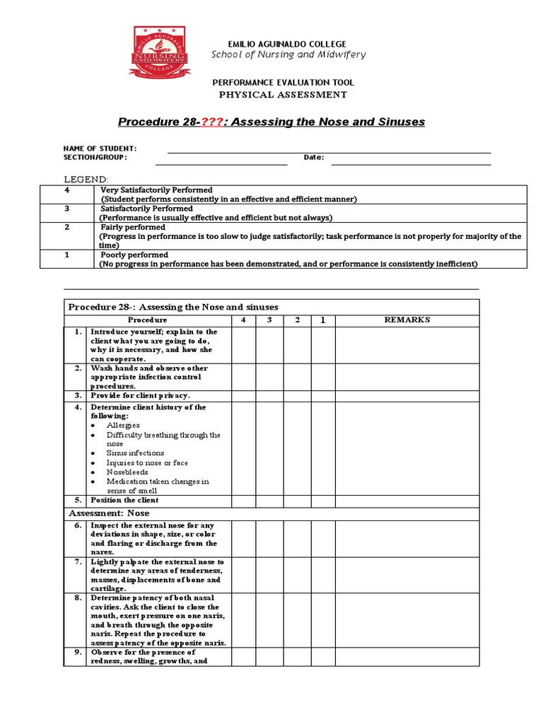 Procedure 28-: Assessing The Nose and Sinuses: Physical Assessment ...