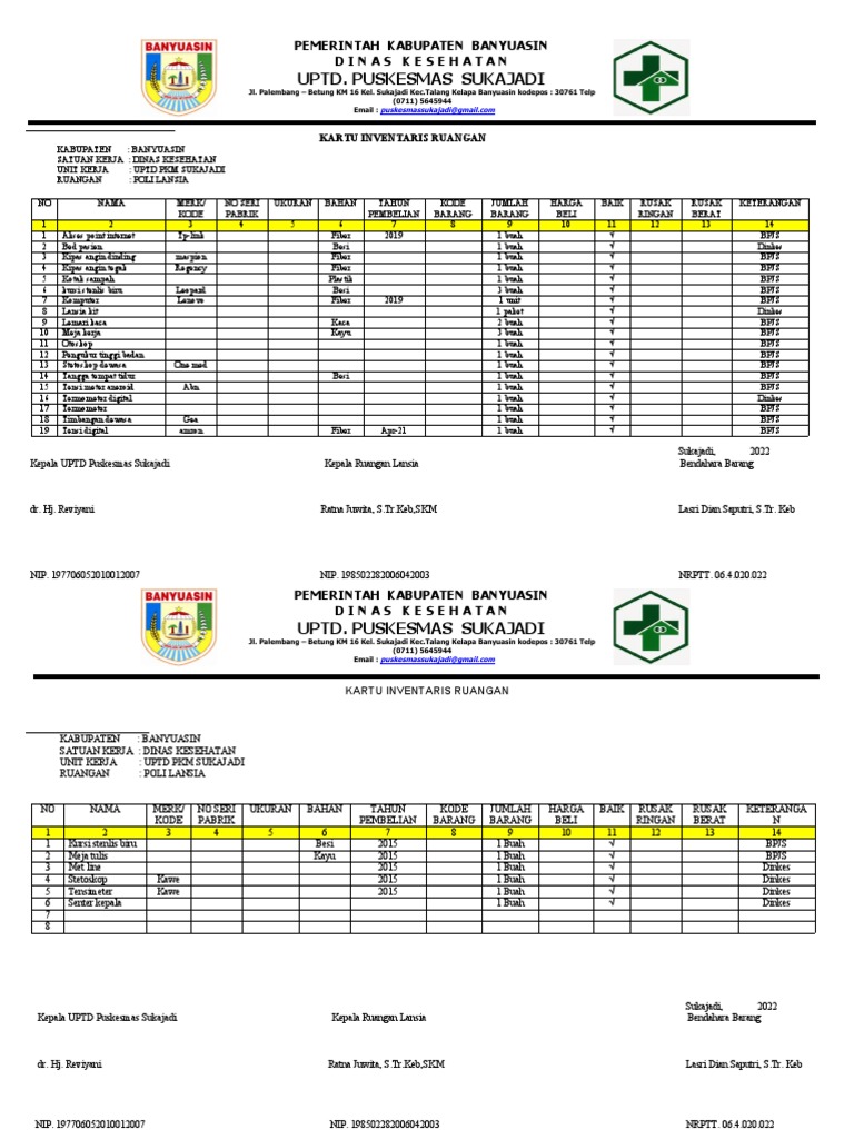 Inventaris Ruangan | PDF