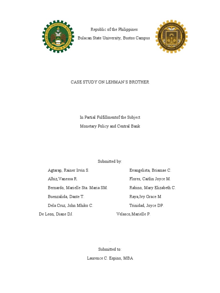 Case Study On Lehmans Brothers Group 3 | PDF
