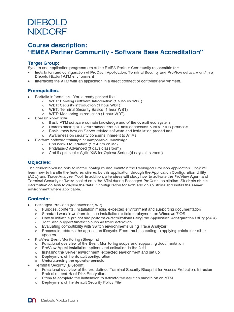 Course Description - SW Base Accreditation | PDF | Automated Teller Machine | Application Software