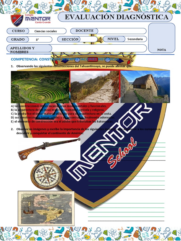 Ev. Diagnóstica - Sociales 3ro Sec. | PDF | Iniciativa empresarial | Imperio Inca