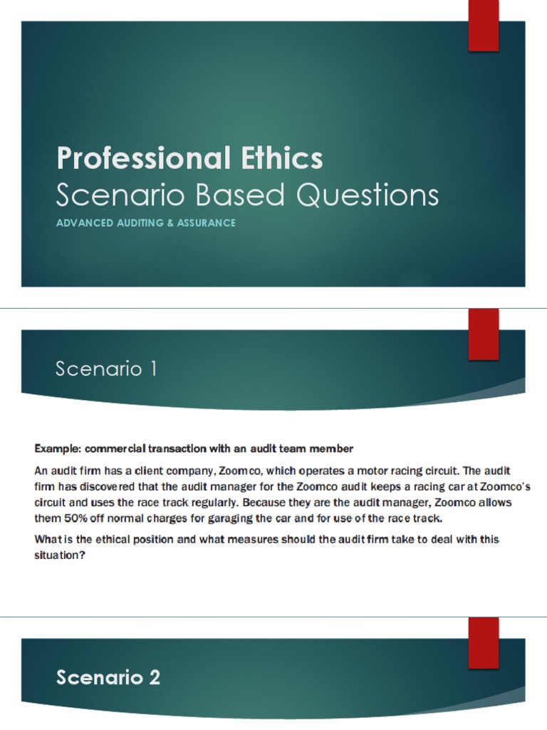 Professional Ethics Scenarios Questions | PDF | Finance & Money Management