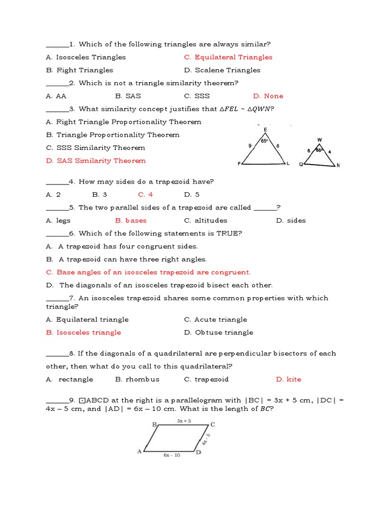 Triangle Similarity and Properties | PDF | Triangle | Trigonometric ...