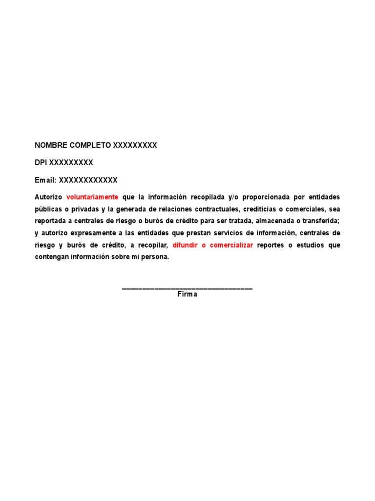 Consentimiento de Buros de Credito | PDF Consentimiento de Buros de Credito | PDF