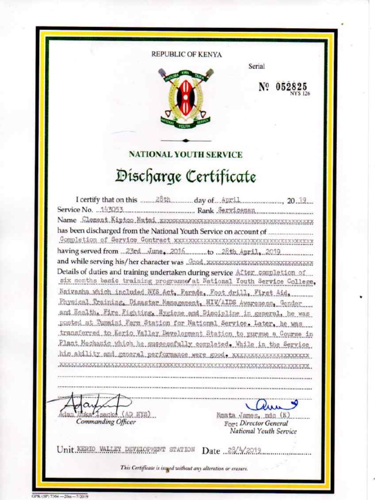 Discharge Certificate | PDF